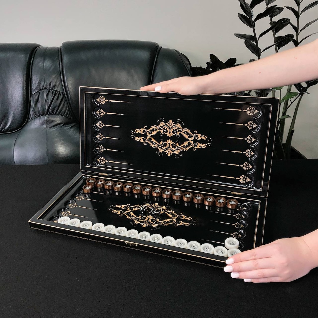 Handcrafted Ash Wood Backgammon Set, Stylized Game Board, Personalized ...