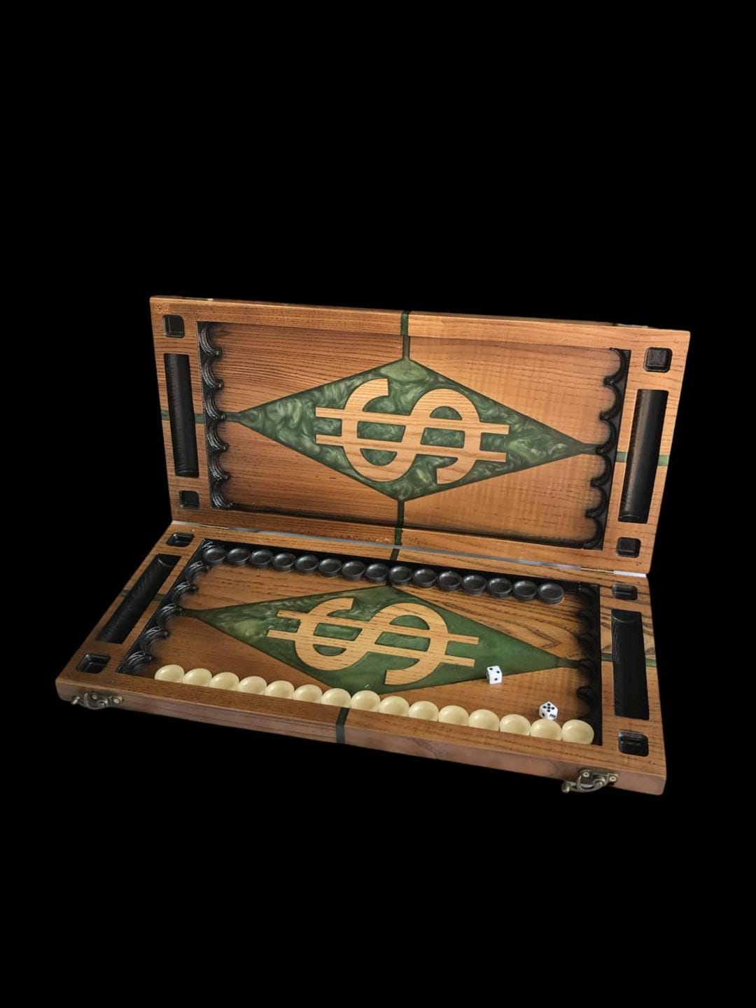 Epoxy Resin & Wood Backgammon Set, Game Board, Tabletop Game, Home ...