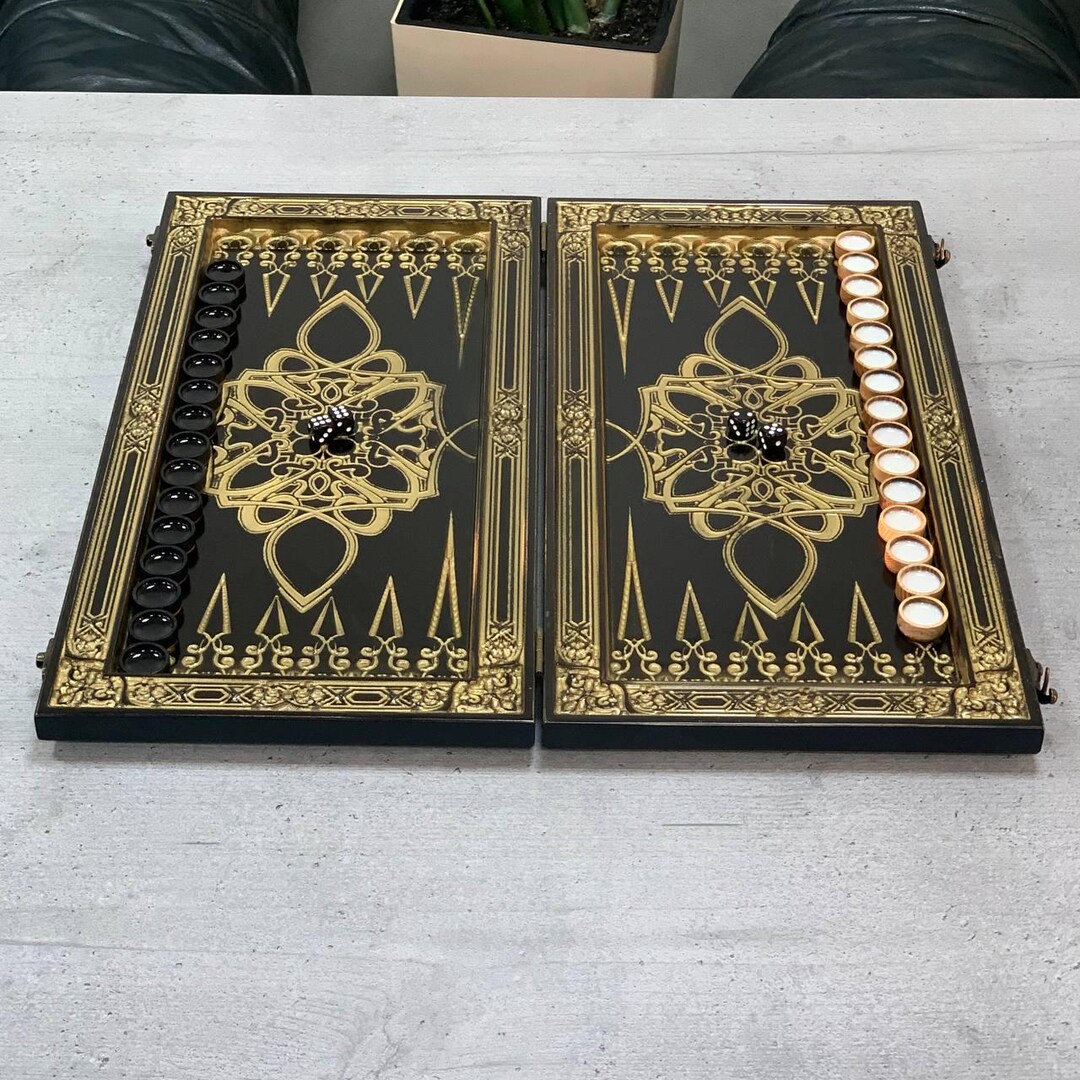 Black Ash Wood Backgammon Game Board Set,tabletop Game, Gift for ...