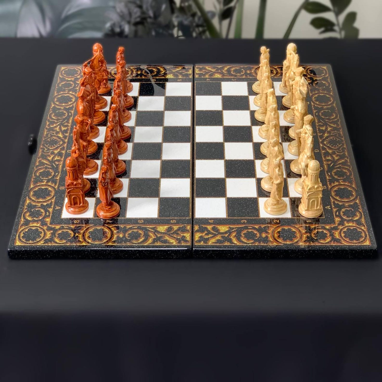 Limited Collection Acrylic Stone Chess Backgammon Checkers Set With ...