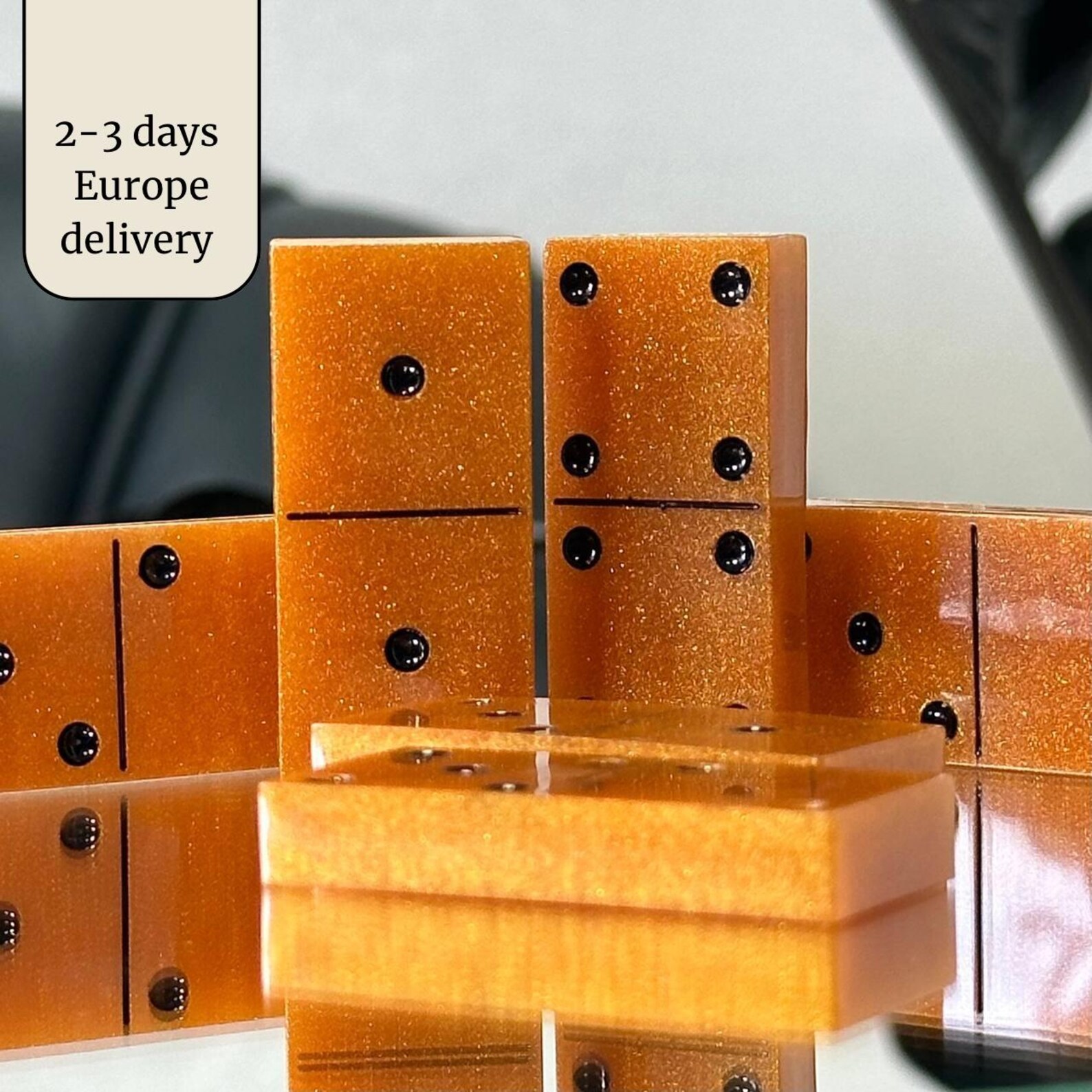 Completely Handmade Yellow Epoxy Dominoes With Case, Epoxy Resin Domino ...