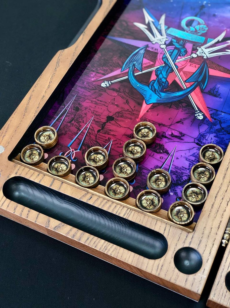 Glass & Wood Backgammon Marine Theme, Epoxy Resin Chips, Gift for Him ...