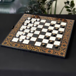 Limited Collection Acrylic Stone Chess Backgammon Checkers Set With ...