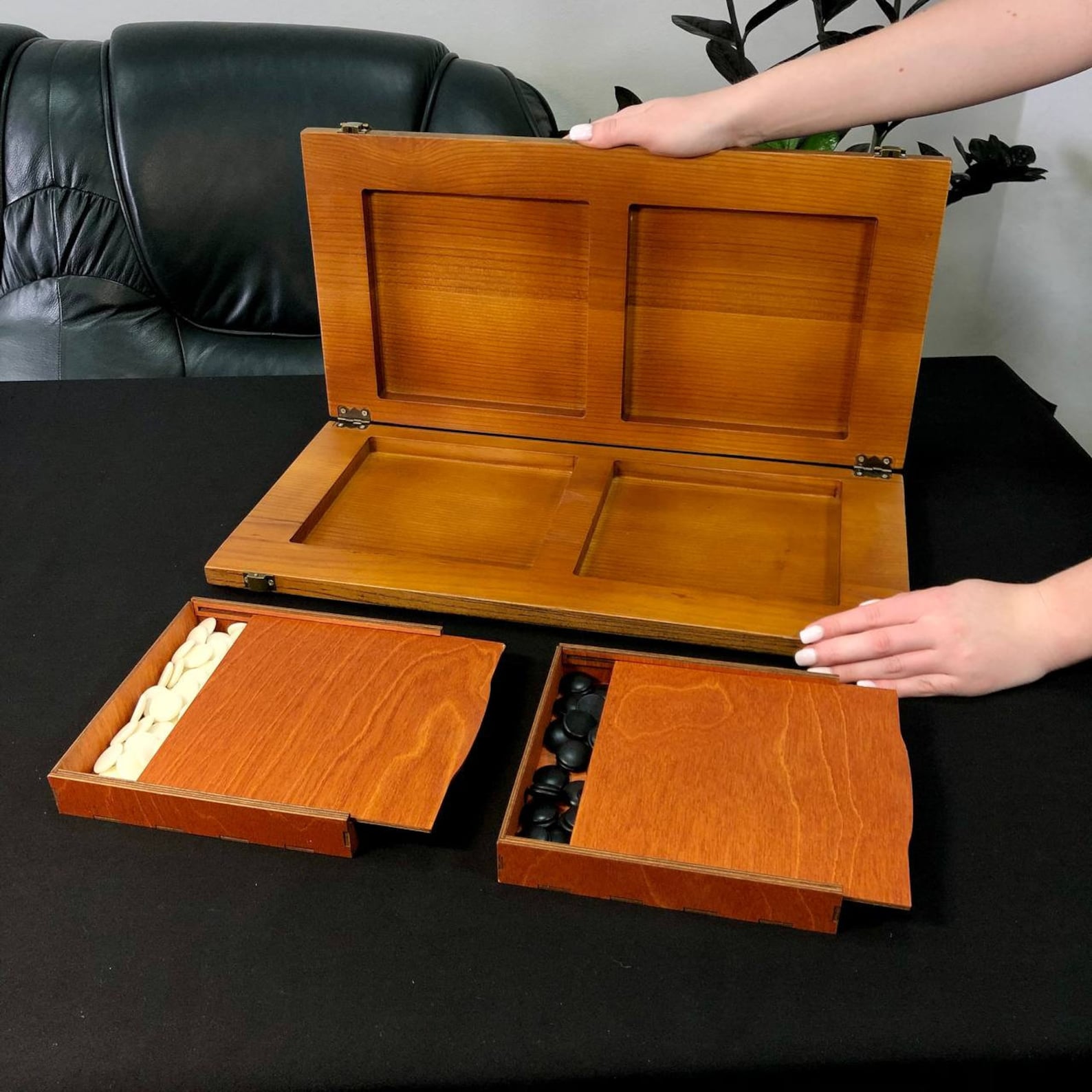 Go Board Game With Bowls and Stones, Go Chess Set, Japanese Go Board ...