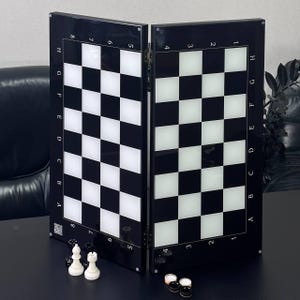 Glass & Wood Chess and Backgammon Set, Epoxy Resin Chips, Gift Idea ...