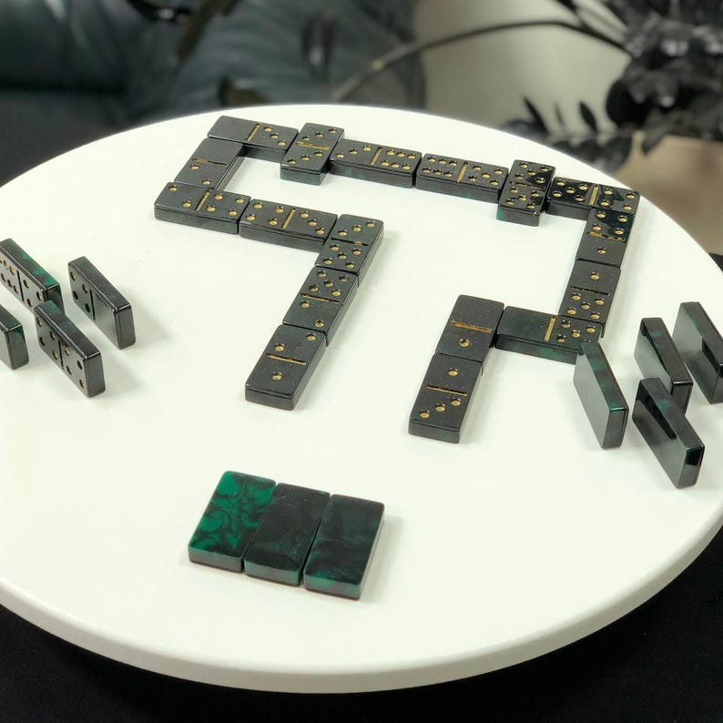 Emerald&black Epoxy Resin Classic Domino, Outdoor Games, Dominoes Set ...