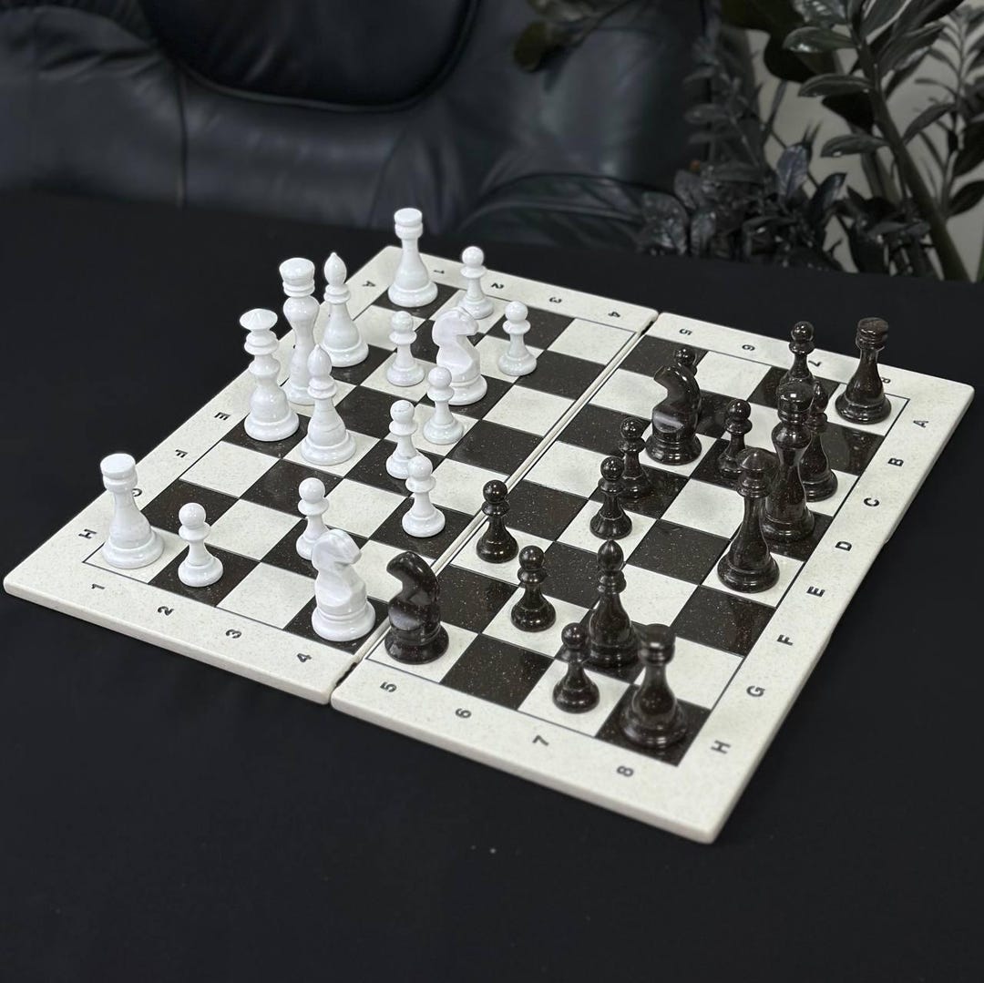 Classic Acrylic Stone Chess Backgammon Checkers Set With Case, Luxury ...