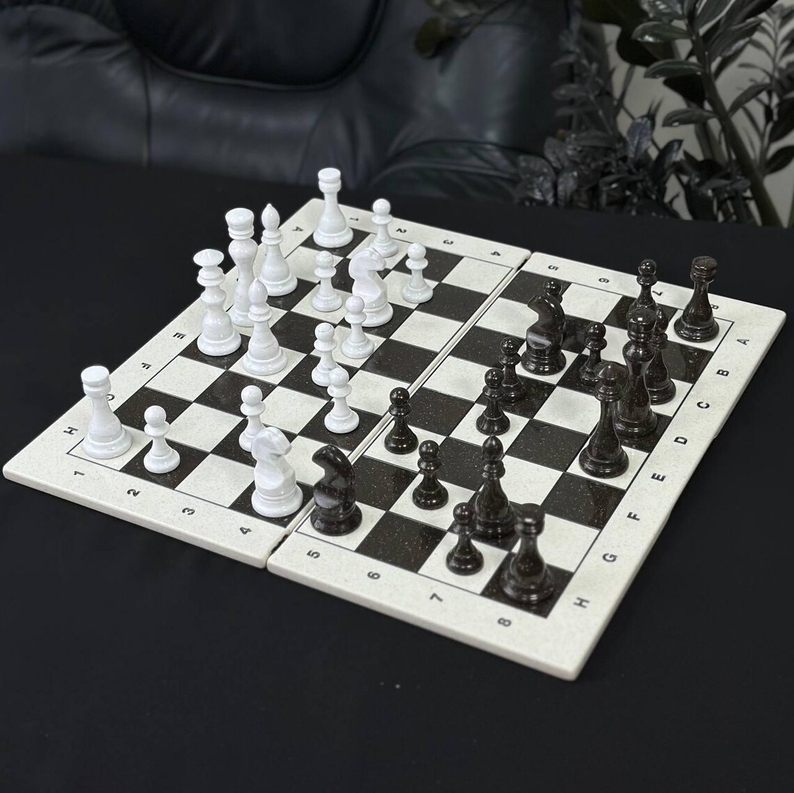 Classic Acrylic Stone Chess Backgammon Checkers Set With Case, No ...