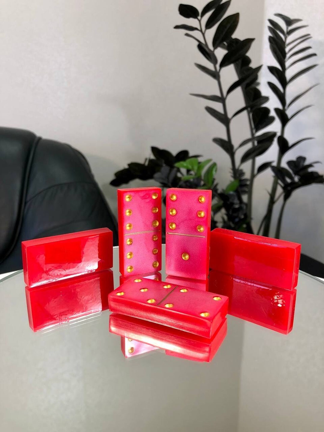 Epoxy Resin Pink Classic Domino, Gift Idea for Girl, Dominoes Set ...