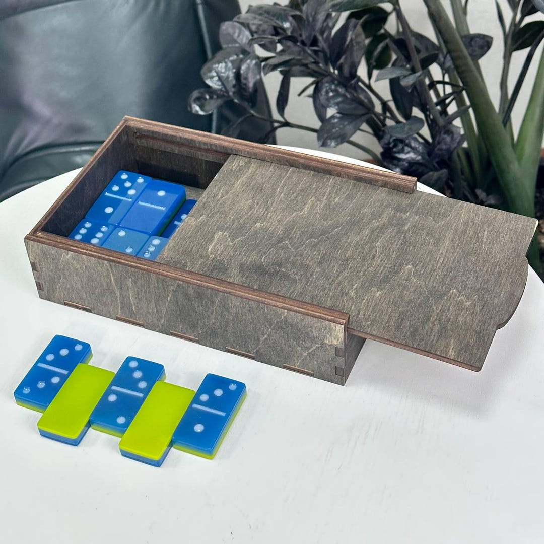 Glow in the Dark Blue-yellow Domino Set With Storage Box | Unique Gift ...