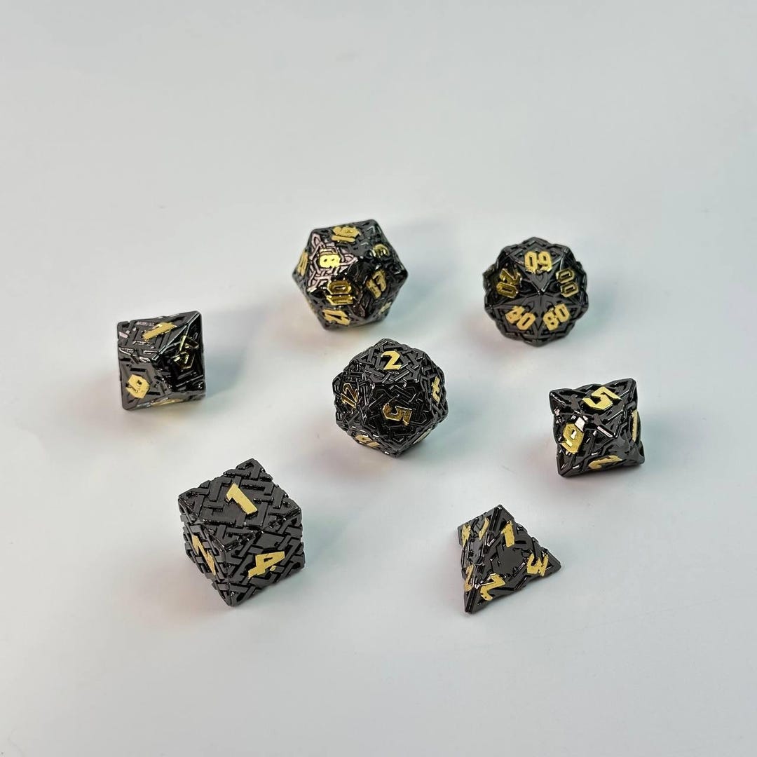 Metal Dice Set DD, Dice for Dungeons and Dragons With Velour Pouch ...