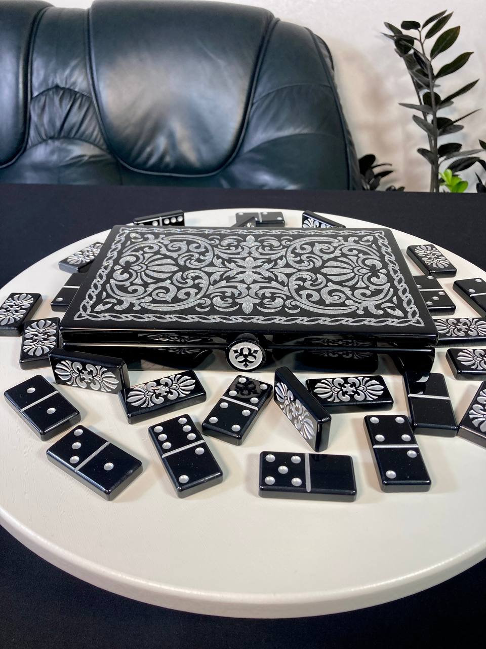Black Stone Dominoes Set With Case, Tabletop Game, Gift for Family ...