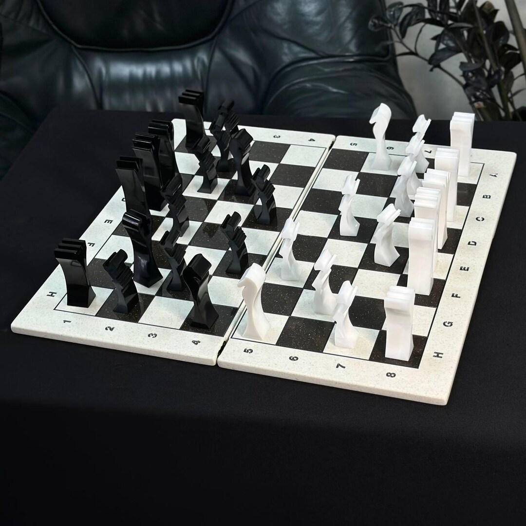 Classic Acrylic Stone Chess Backgammon Checkers Set With Case, No ...