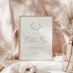 Minimalist Wedding Table Sign Template, Calligraphy Wedding Template ...