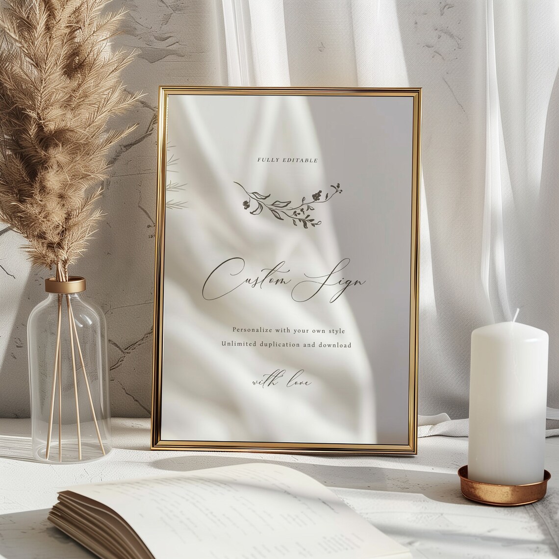 Minimalist Wedding Table Sign Template, Calligraphy Wedding Template ...