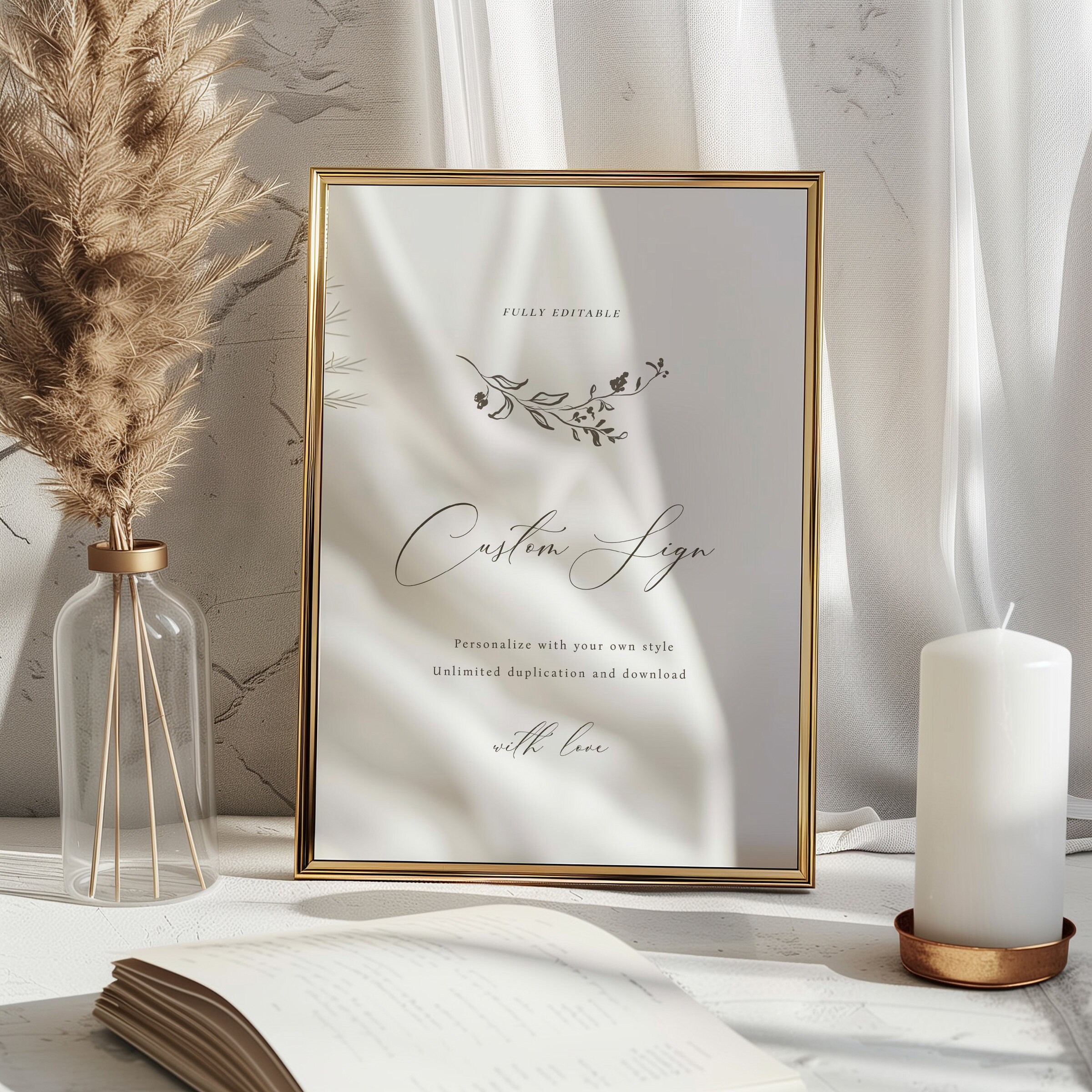 Minimalist Wedding Table Sign Template, Calligraphy Wedding Template ...