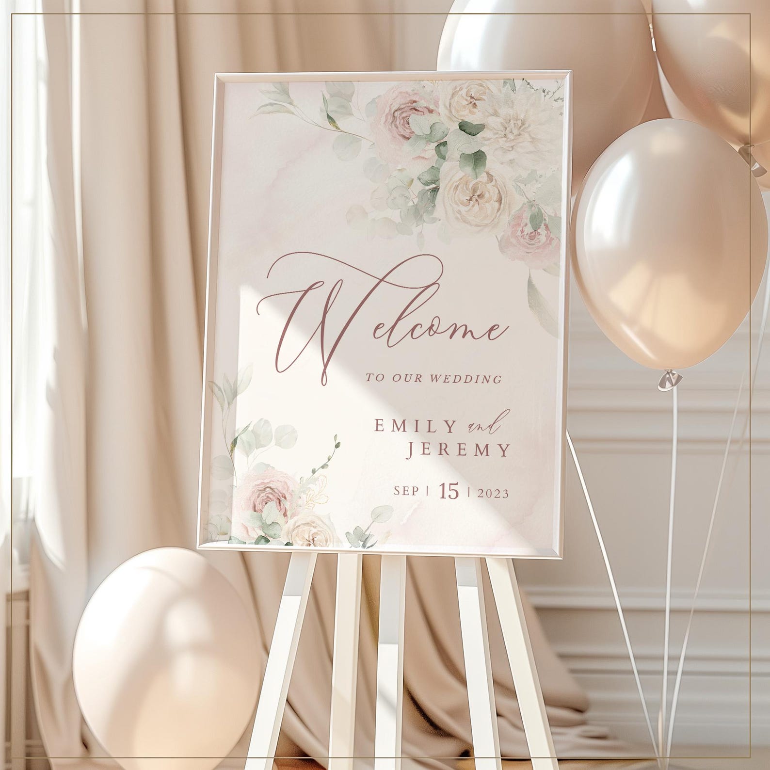 Blush Pink Wedding Welcome Sign Template, Soft Pink Wedding Suite ...