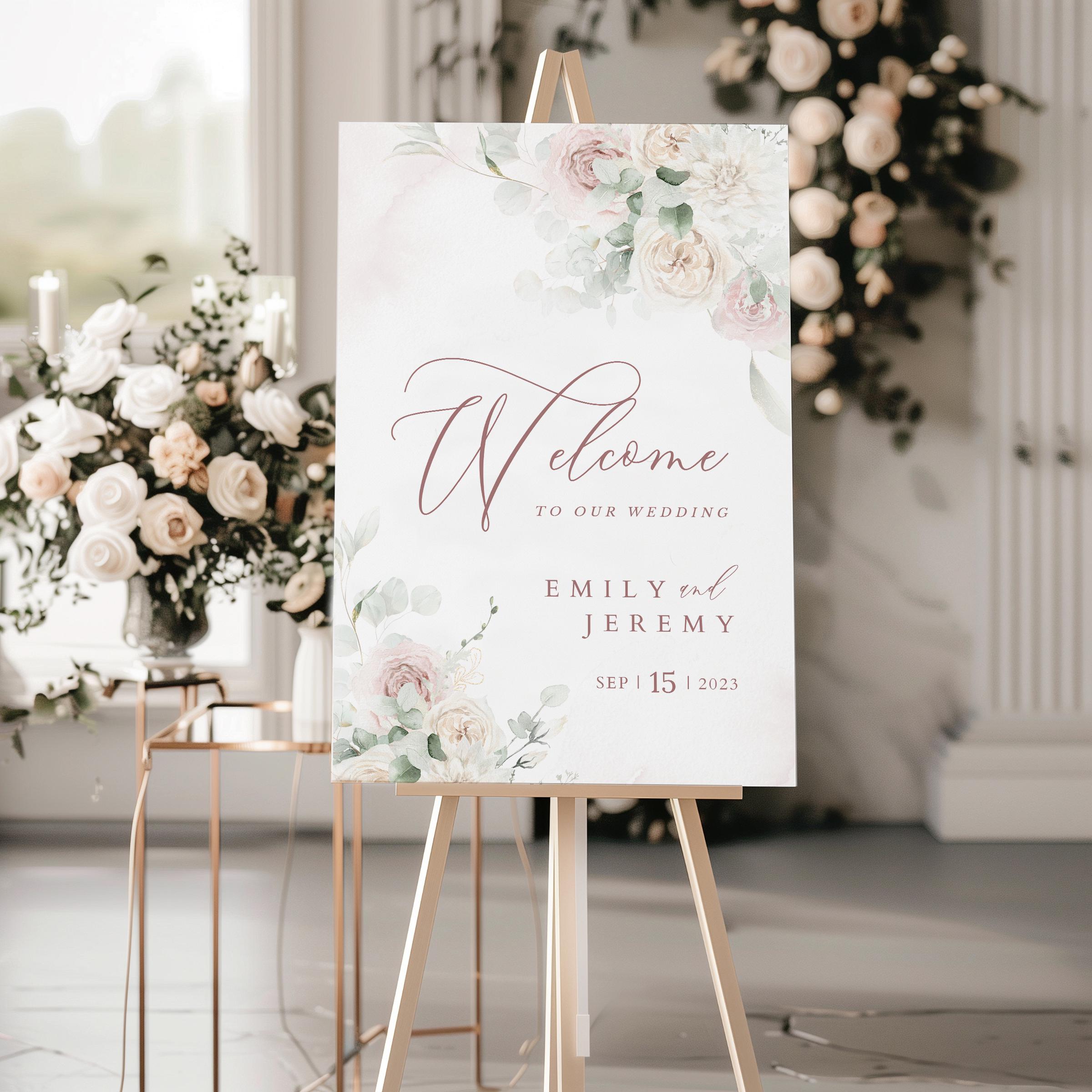 Blush Pink Wedding Welcome Sign Template, Soft Pink Wedding Suite ...