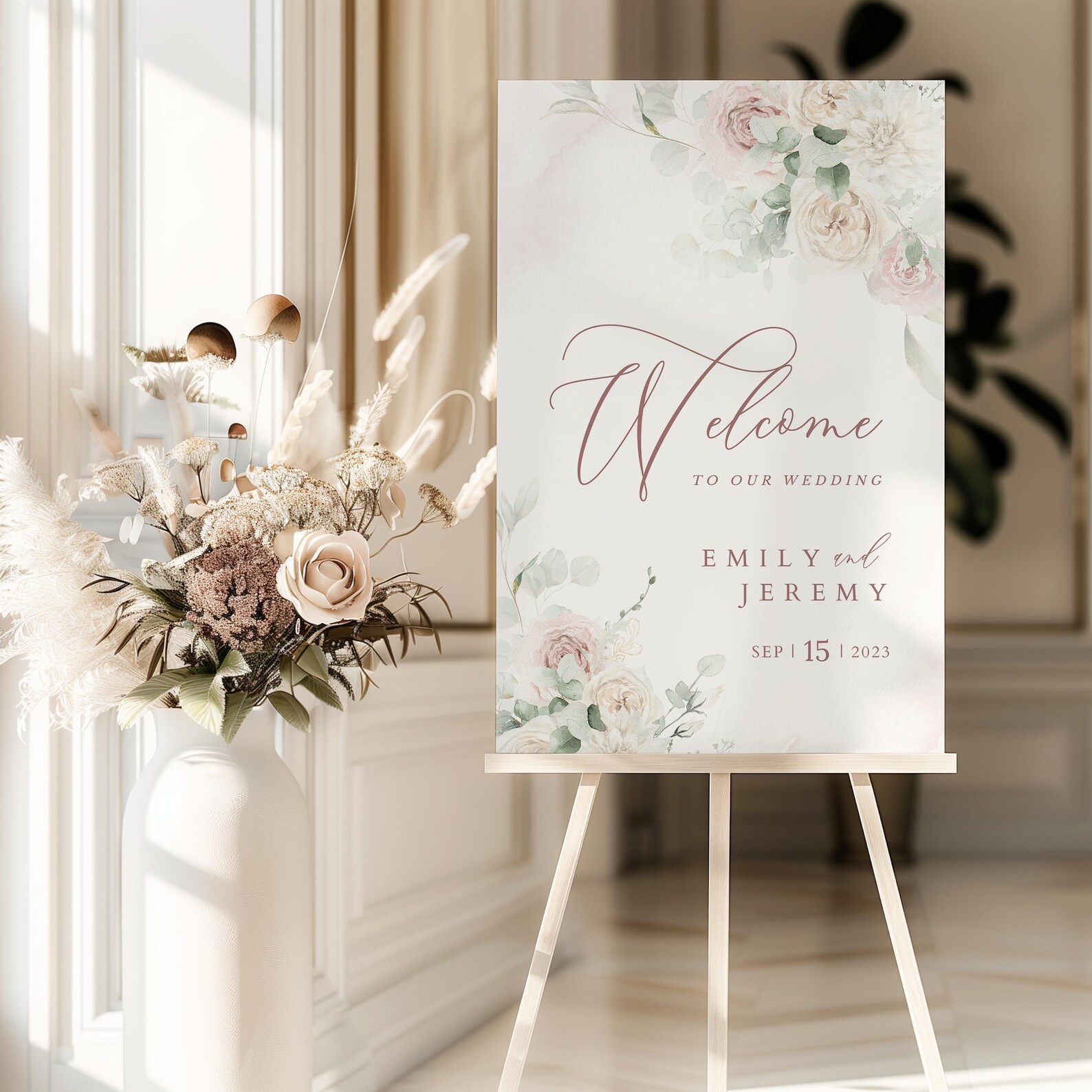 Blush Pink Wedding Welcome Sign Template, Soft Pink Wedding Suite ...