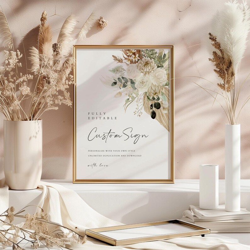 Boho Sage Green Wedding Table Sign Template, Minimalist Wedding ...