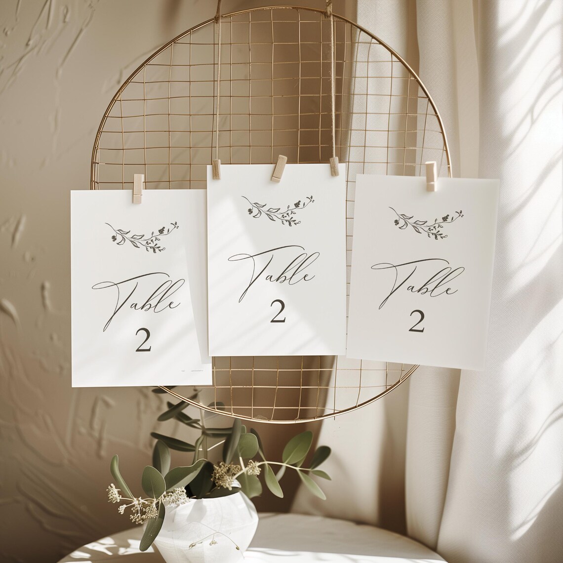 Minimalist Wedding Table Number Template, Calligraphy Wedding Template ...