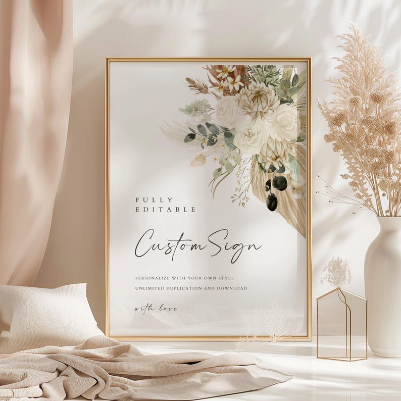 Boho Sage Green Wedding Table Sign Template, Minimalist Wedding ...