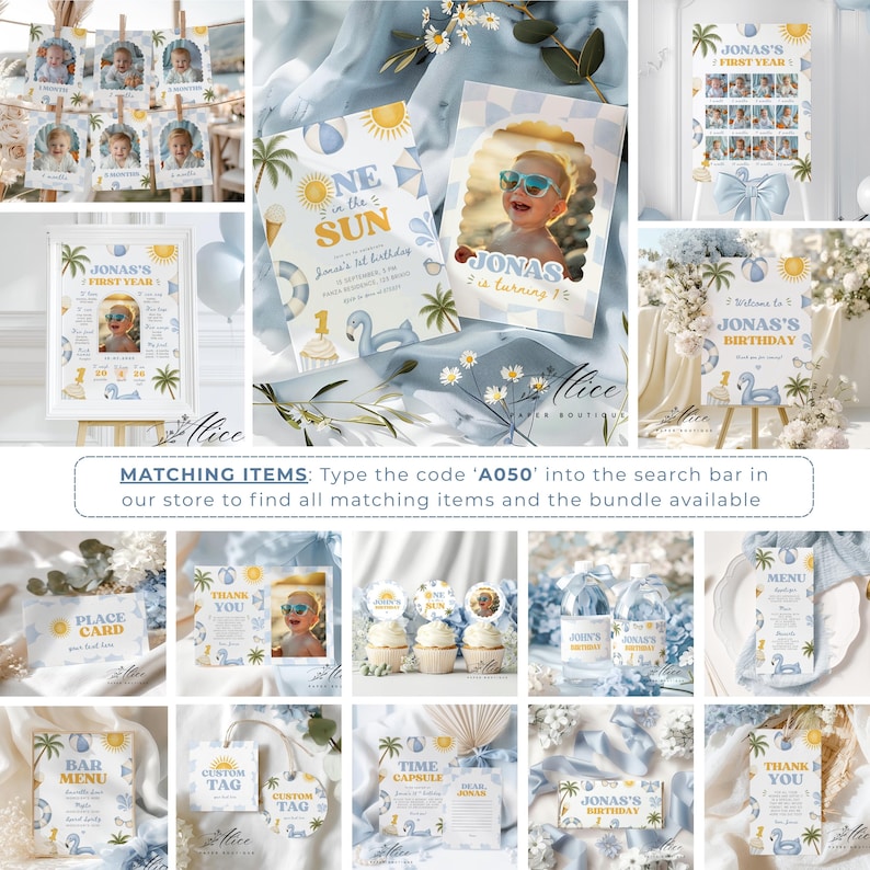 Editable 1st Birthday Photo Board, Boy First Year Poster, Canva ...