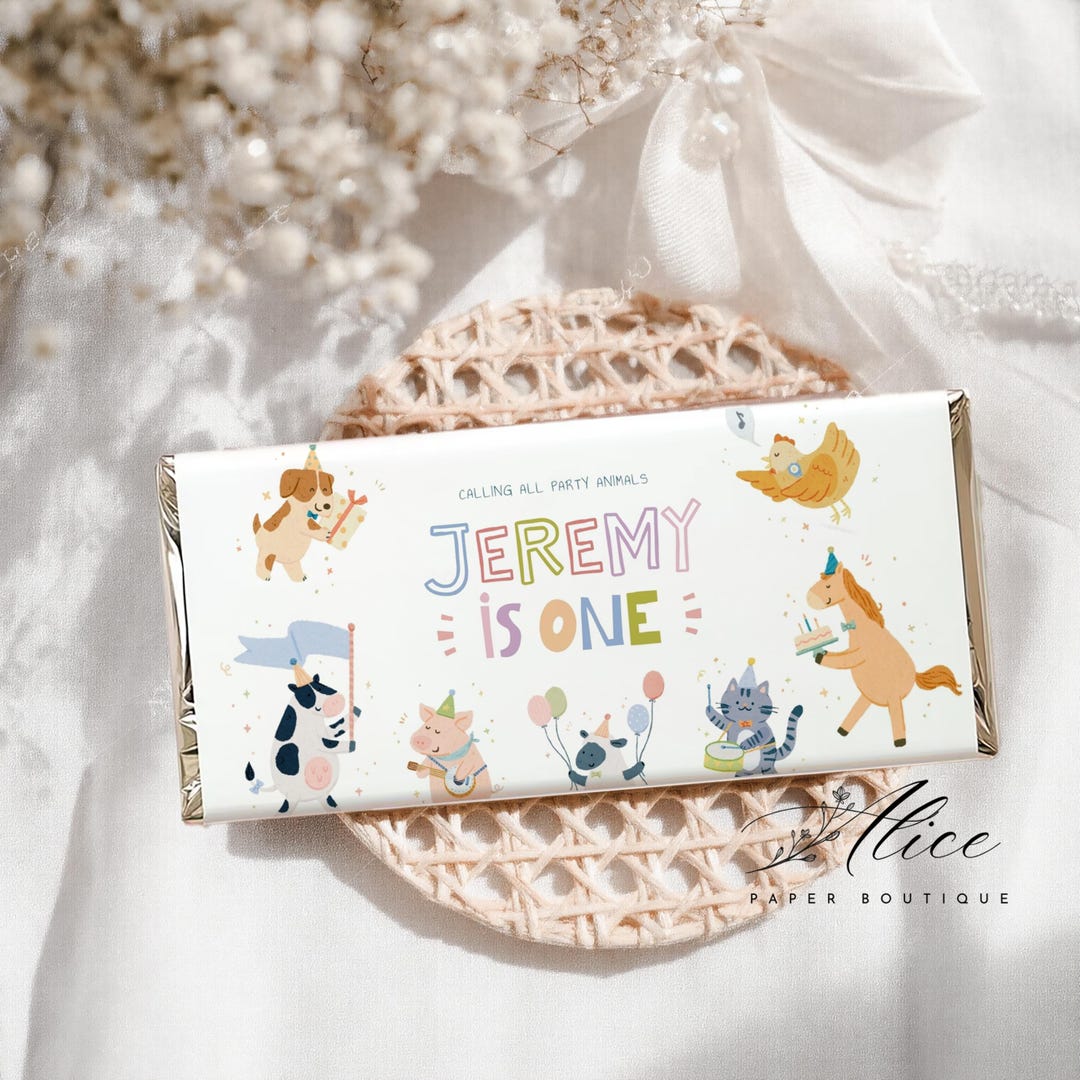 Calling All Party Animals Birthday Chocolate Wrapper Printable, Farm ...