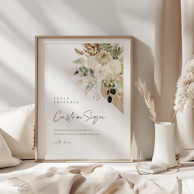 Boho Sage Green Wedding Table Sign Template, Minimalist Wedding ...