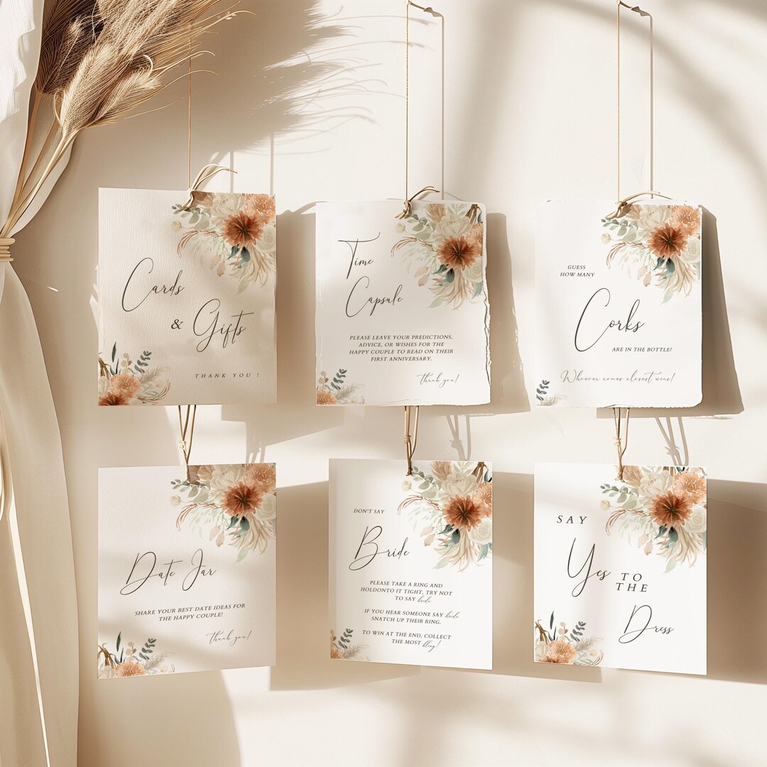 50 Boho Dried Floral Wedding Table Sign Template, Minimalist Wedding ...