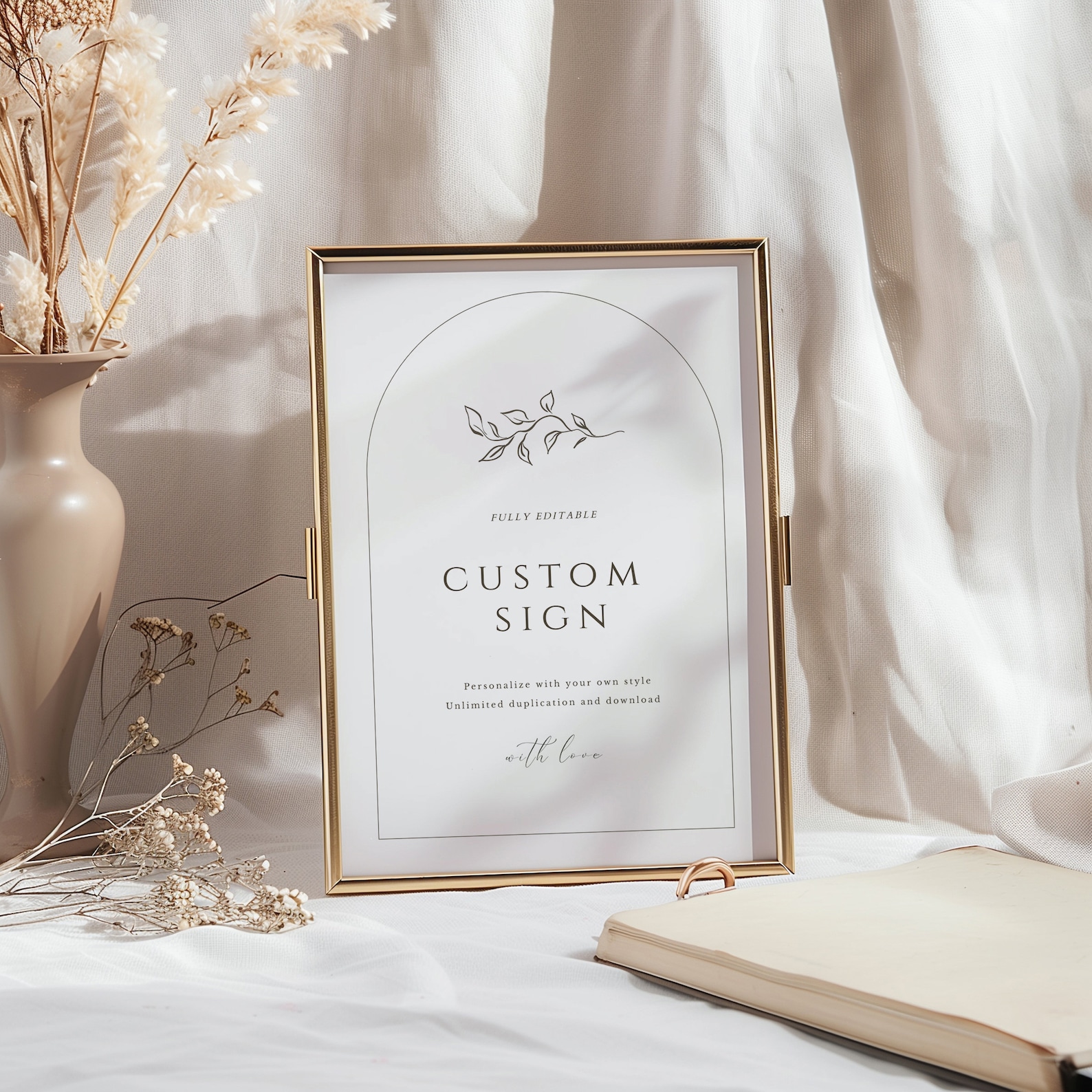 Minimalist Wedding Table Sign Template, Calligraphy Wedding Template ...