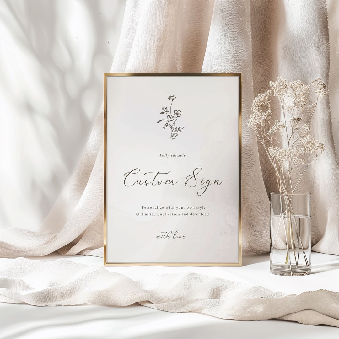 Minimalist Wedding Table Sign Template, Calligraphy Wedding Template ...
