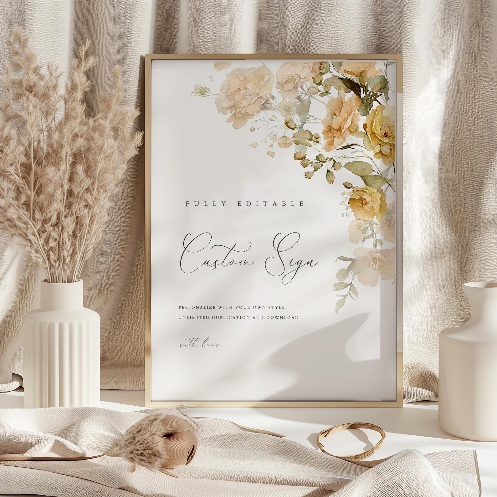 Classic Flower Wedding Table Sign Template, Minimalist Wedding ...