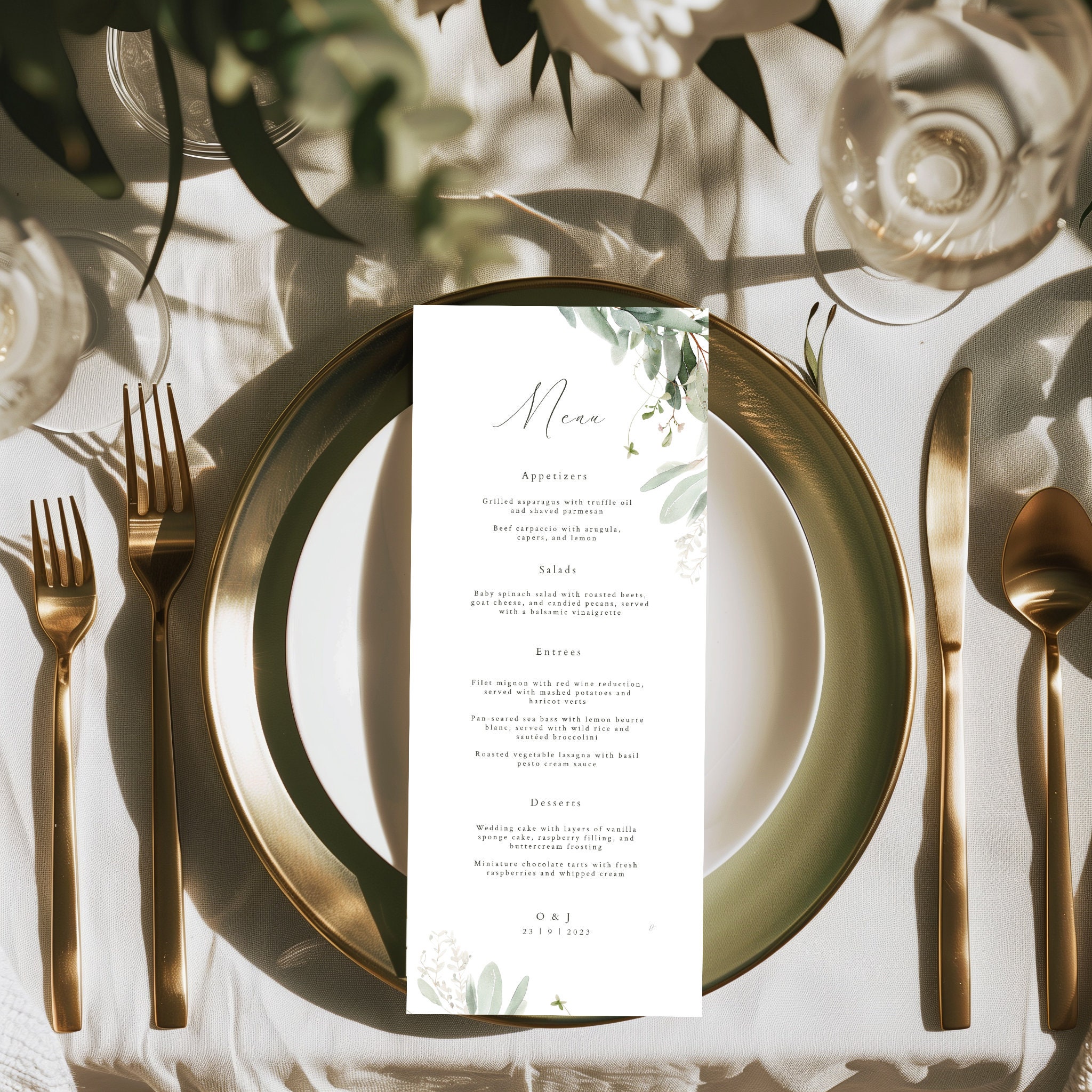 Sage Green Wedding Menu Template, Minimalist Wedding, Eucalyptus ...