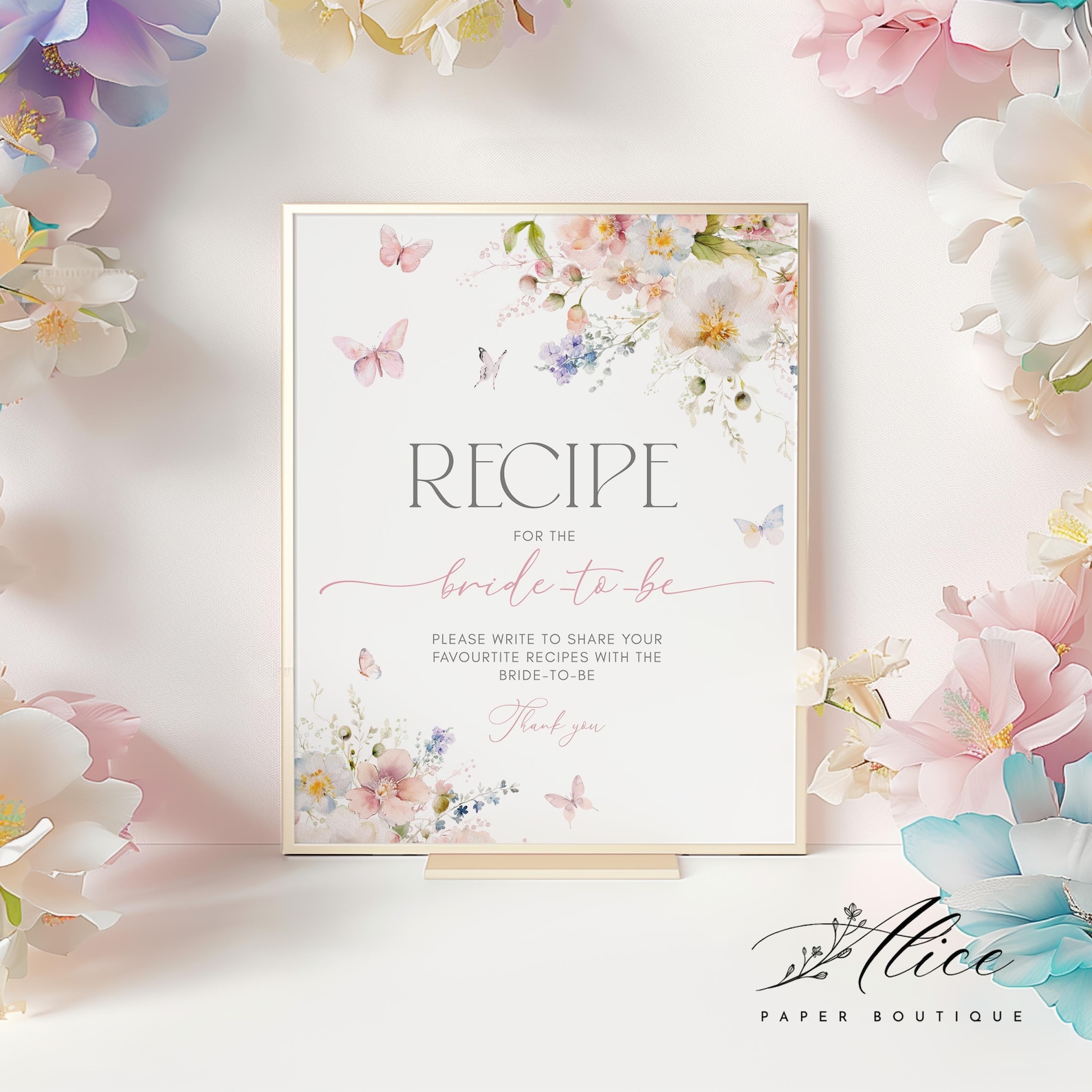 Love in Bloom Recipe Request Card, Wild Floral Boho Bridal Shower ...