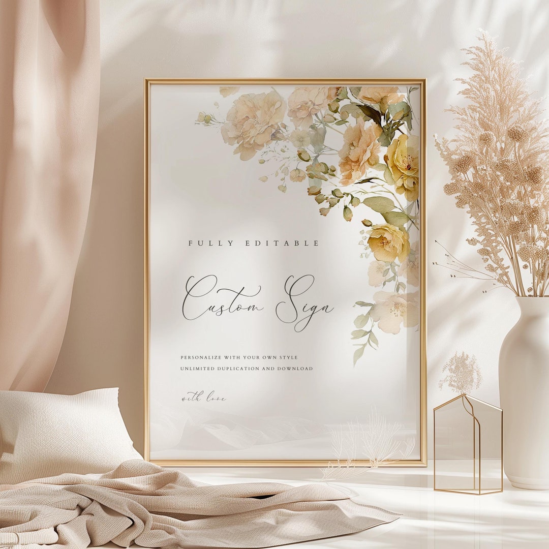 Classic Flower Wedding Table Sign Template, Minimalist Wedding ...