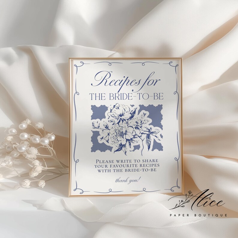 Bridal Shower Recipe Request Sign, Fresh off the Market Template ...
