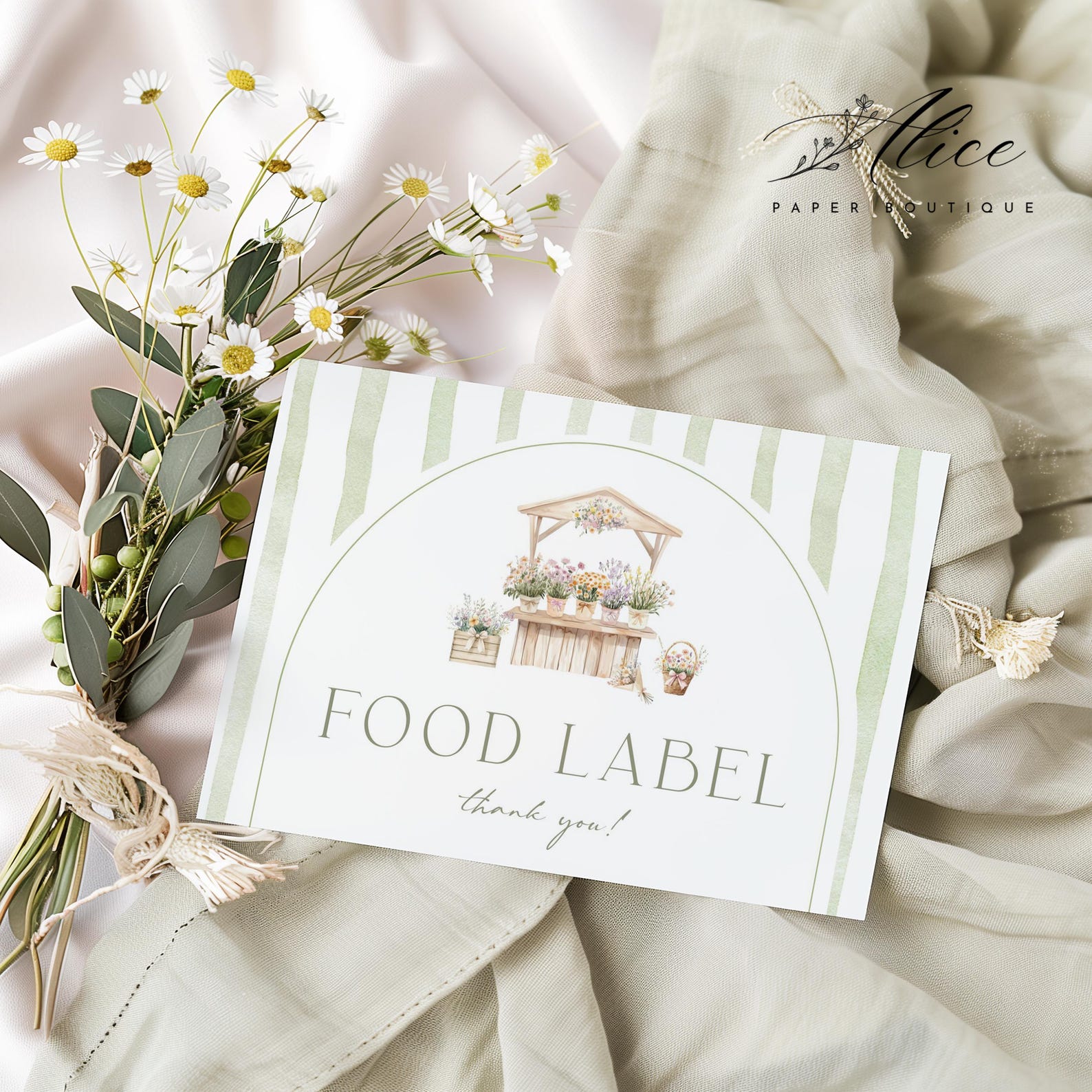 Fresh off the Market Bridal Shower Folded Food Label Template, off the ...
