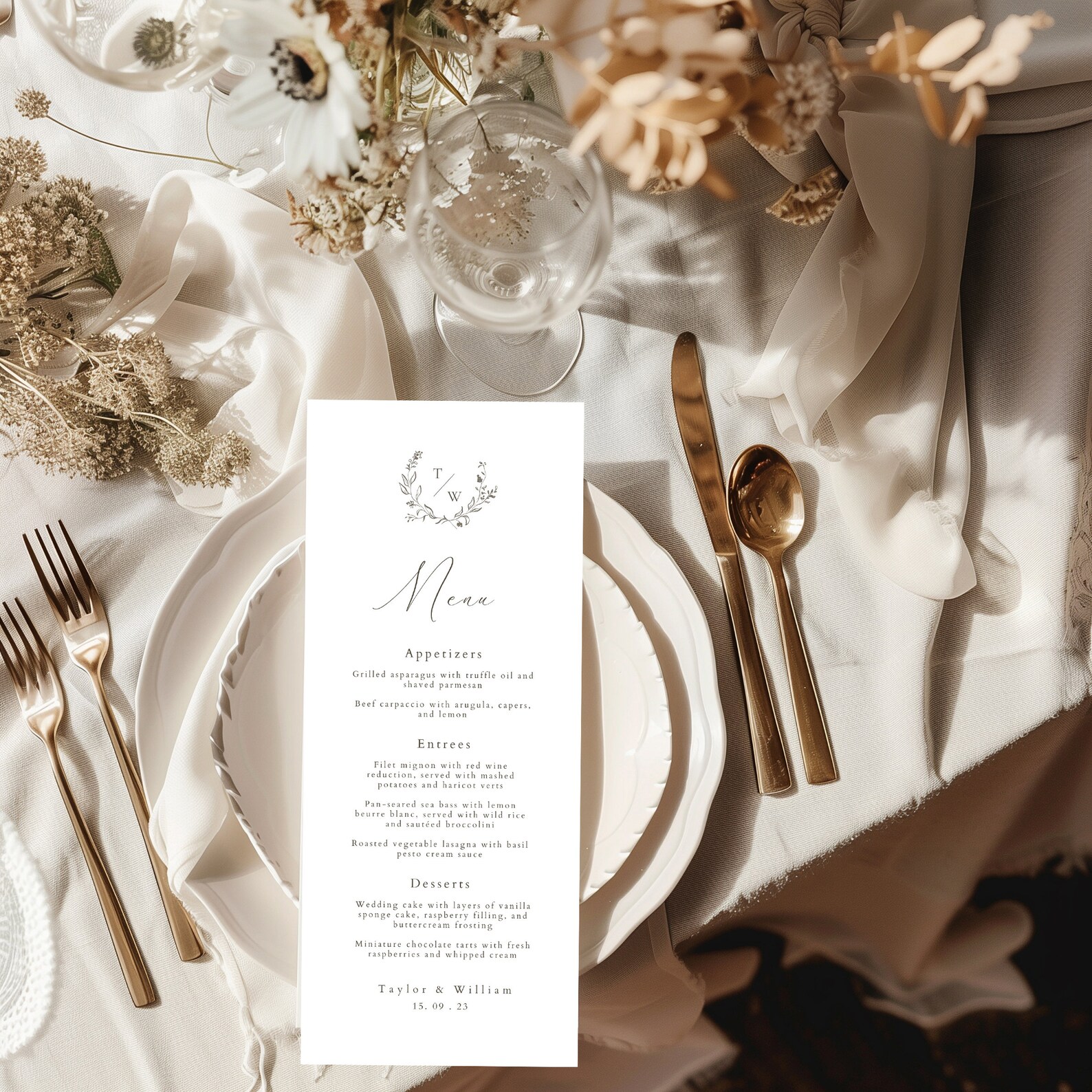 Minimalist Wedding Menu Template, Calligraphy Wedding Menu Template ...