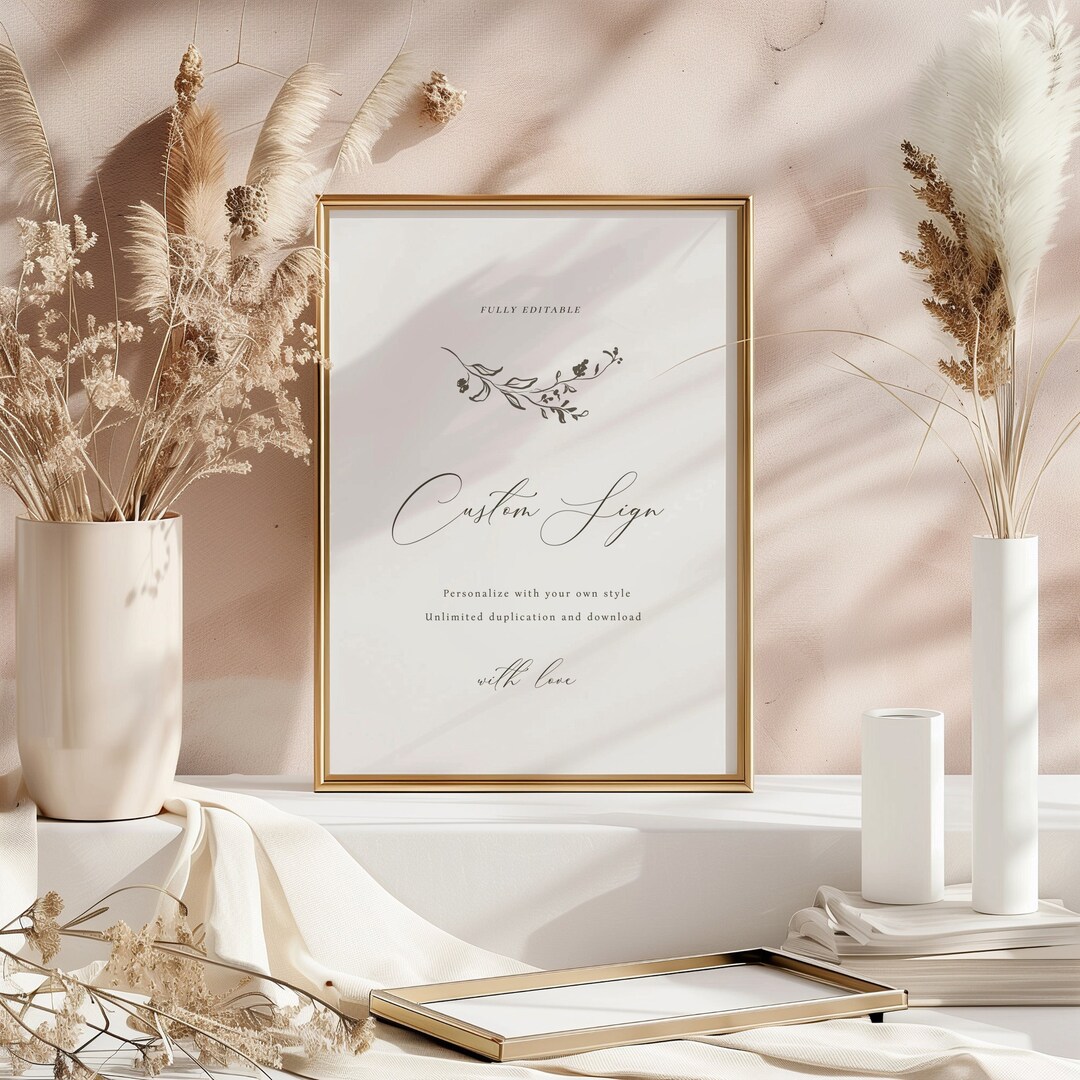 Minimalist Wedding Table Sign Template, Calligraphy Wedding Template ...