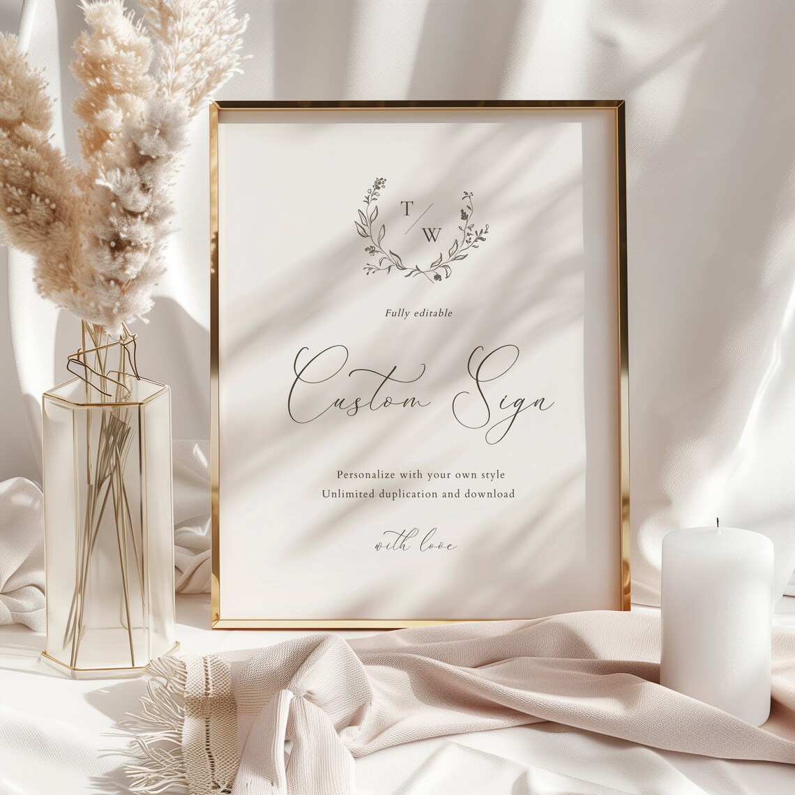 Minimalist Wedding Table Sign Template, Calligraphy Wedding Template ...