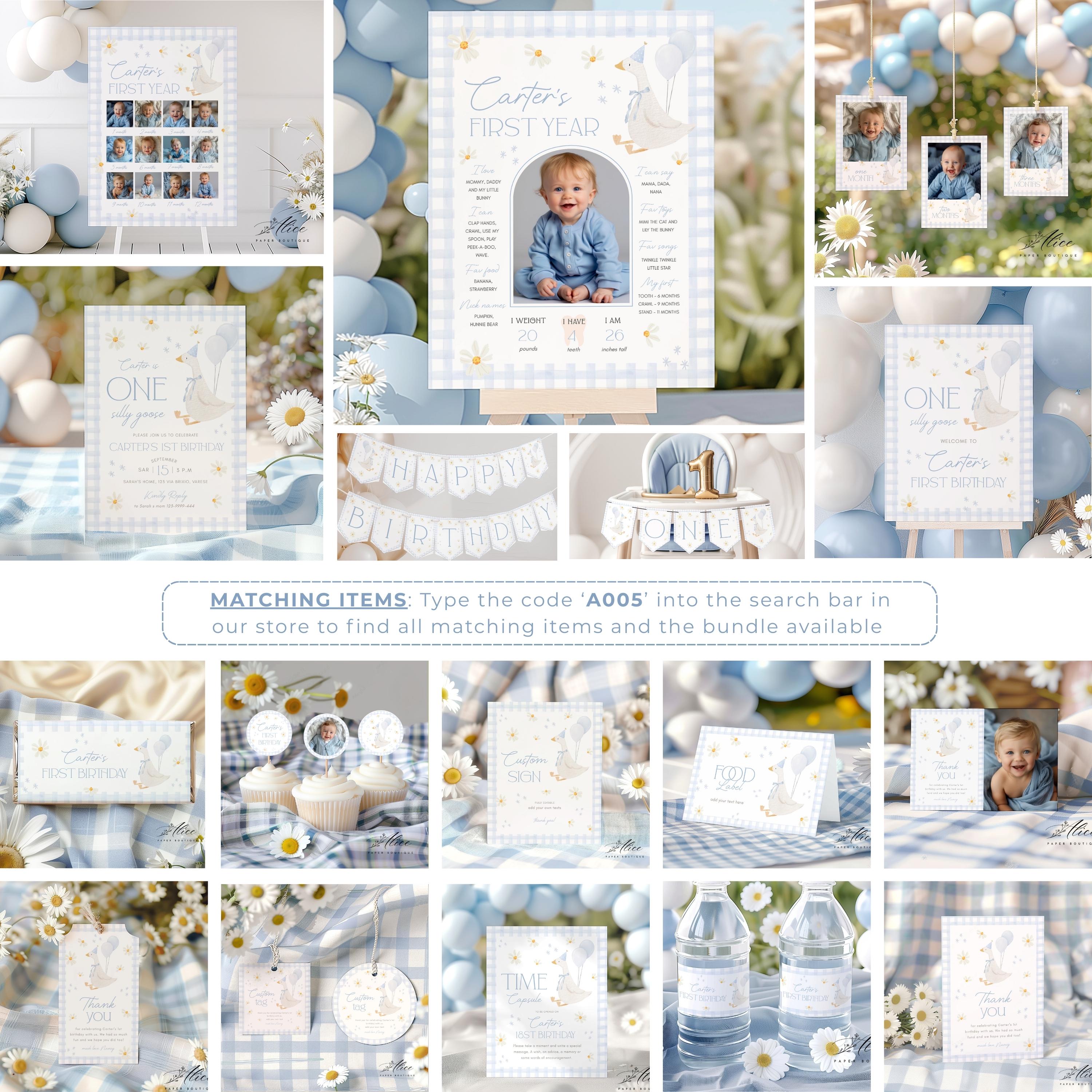 Silly Goose 12 Month Photo Milestone Sign, First Birthday Poster ...