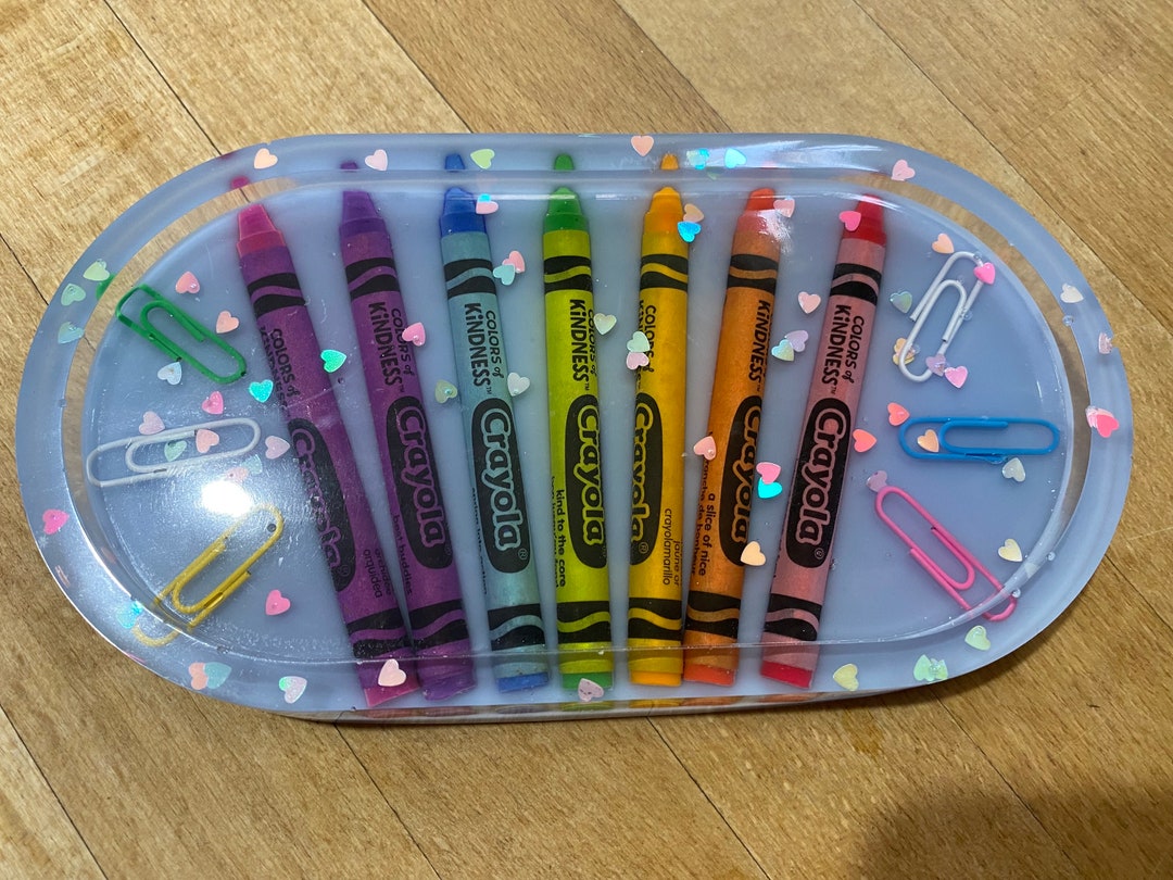 Colourful Crayola Crayon Rainbow Trinket/coaster Tray - Etsy