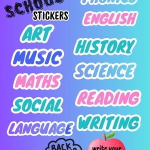 12 School Subject Labels, Folder Labels, Binder Label-back to School ...