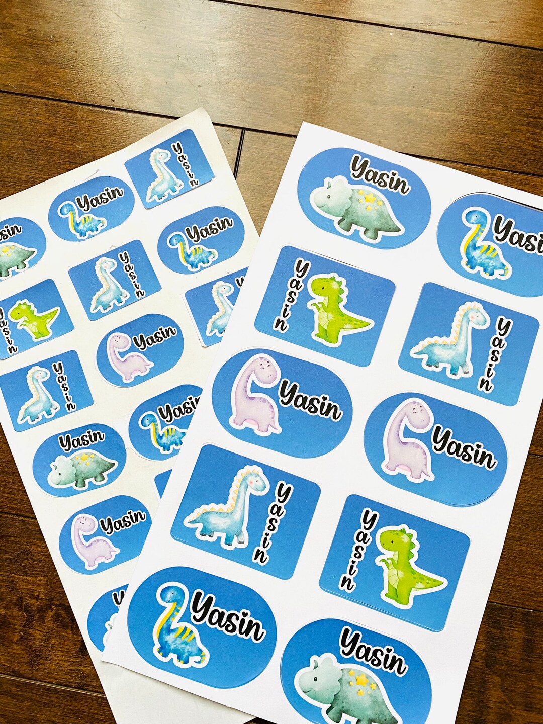 2 Sheets Dinosaur Labels Name ,dinosaur School Label, Waterproof, Water ...