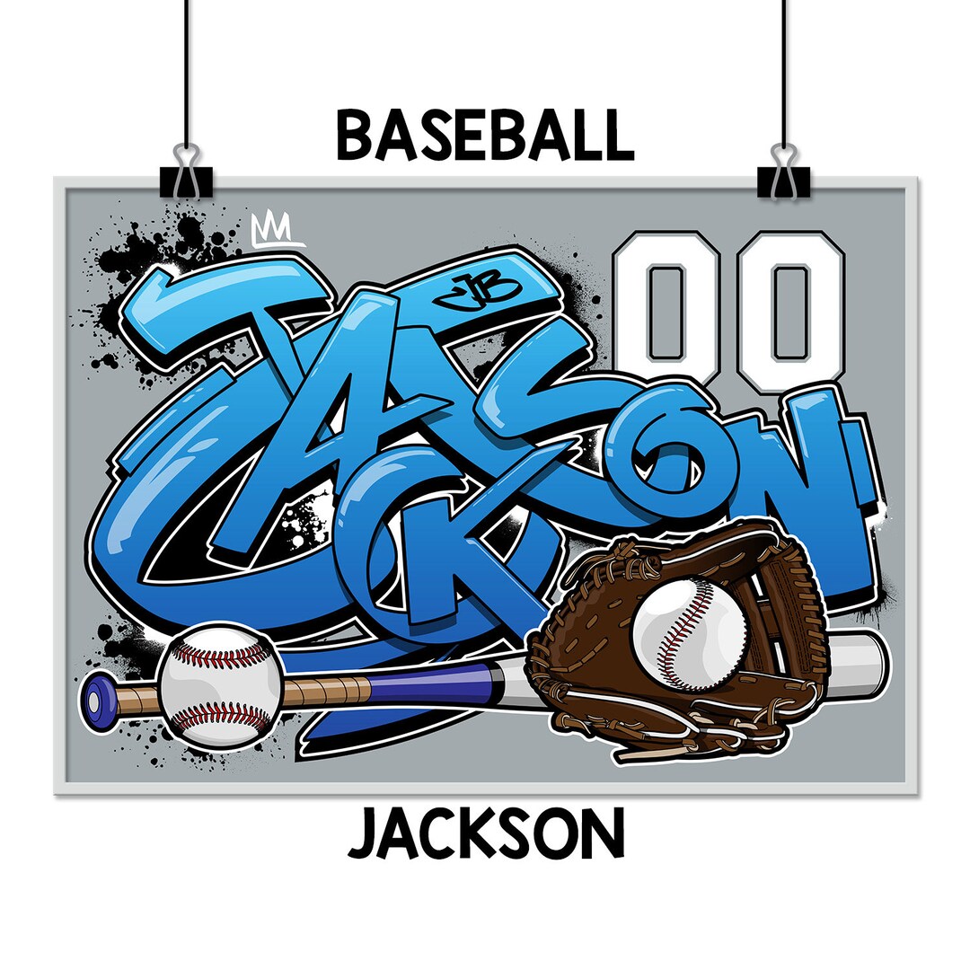 BASEBALL GRAFFITI POSTER Custom Personalized With Your Name and Team ...