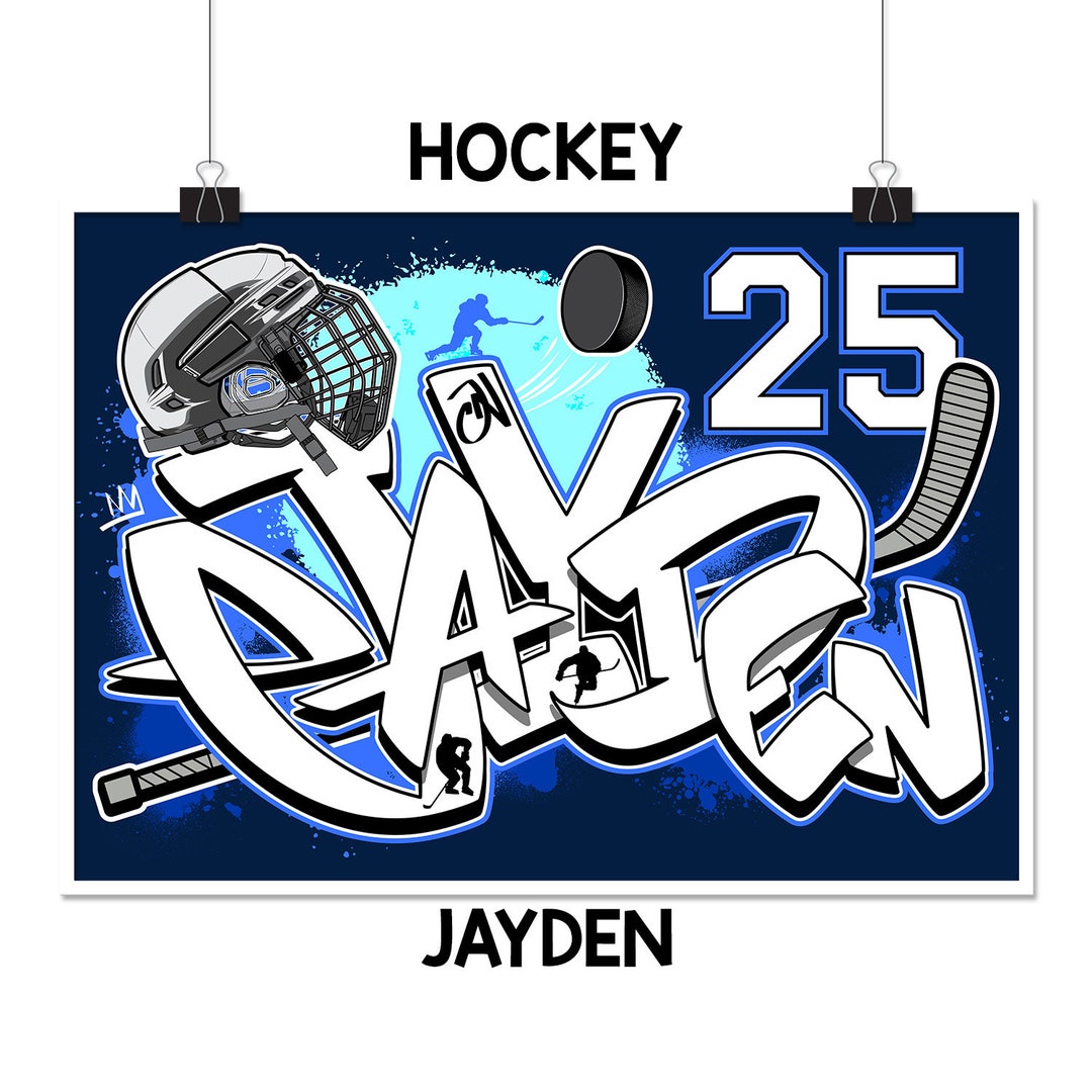 HOCKEY GRAFFITI POSTER Custom Personalized With Your Name & Team # ...