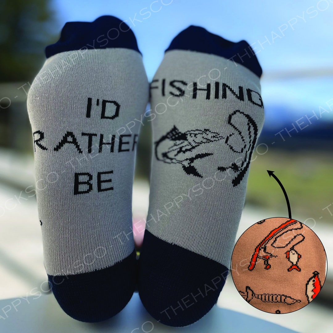 Funny Socks for Fishermen, I'd Rather Be Fishing, Novelty Socks for Men ...