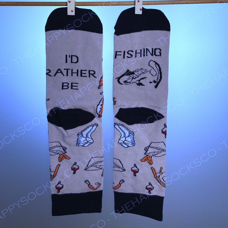 Funny Socks for Fishermen, I'd Rather Be Fishing, Novelty Socks for Men ...