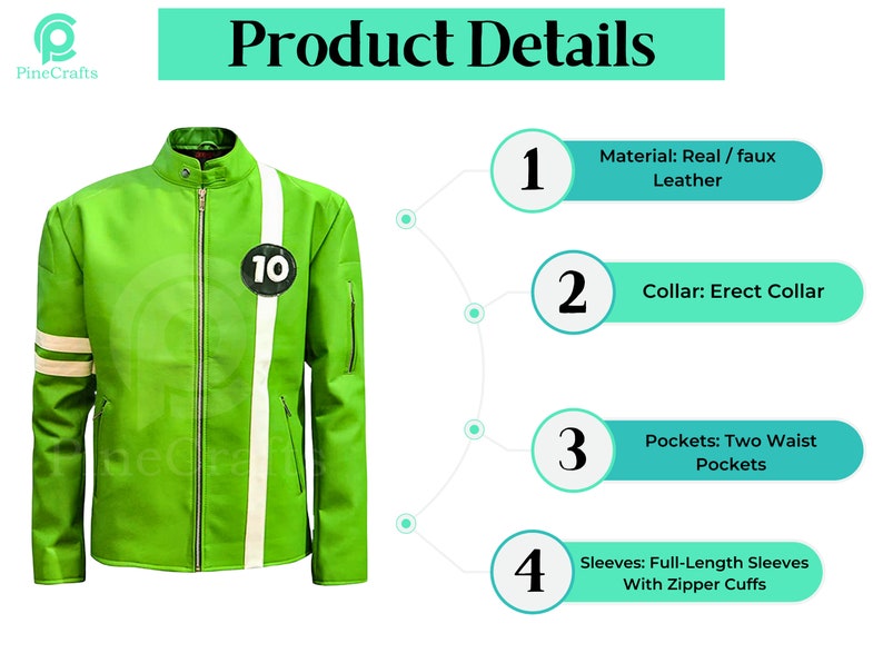 Ben 10 Jacket Alien Swarm Cosplay Costume Ben Tennyson Green Jacket Ben ...